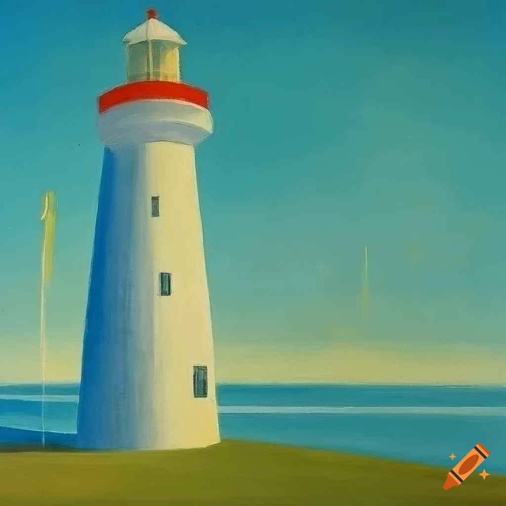 Colorful painting of a lighthouse by george tooker on Craiyon