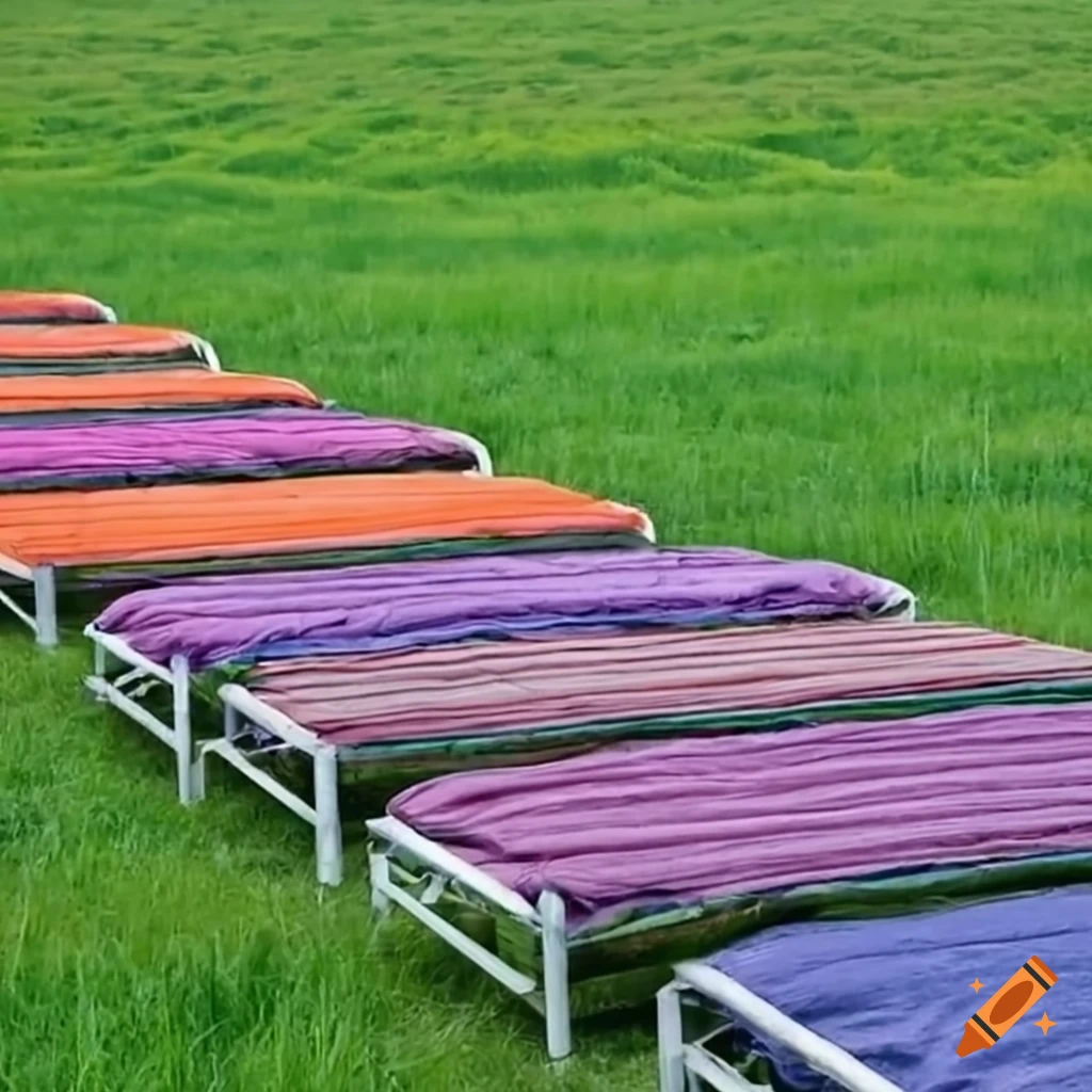 Colorful beds in a green meadow