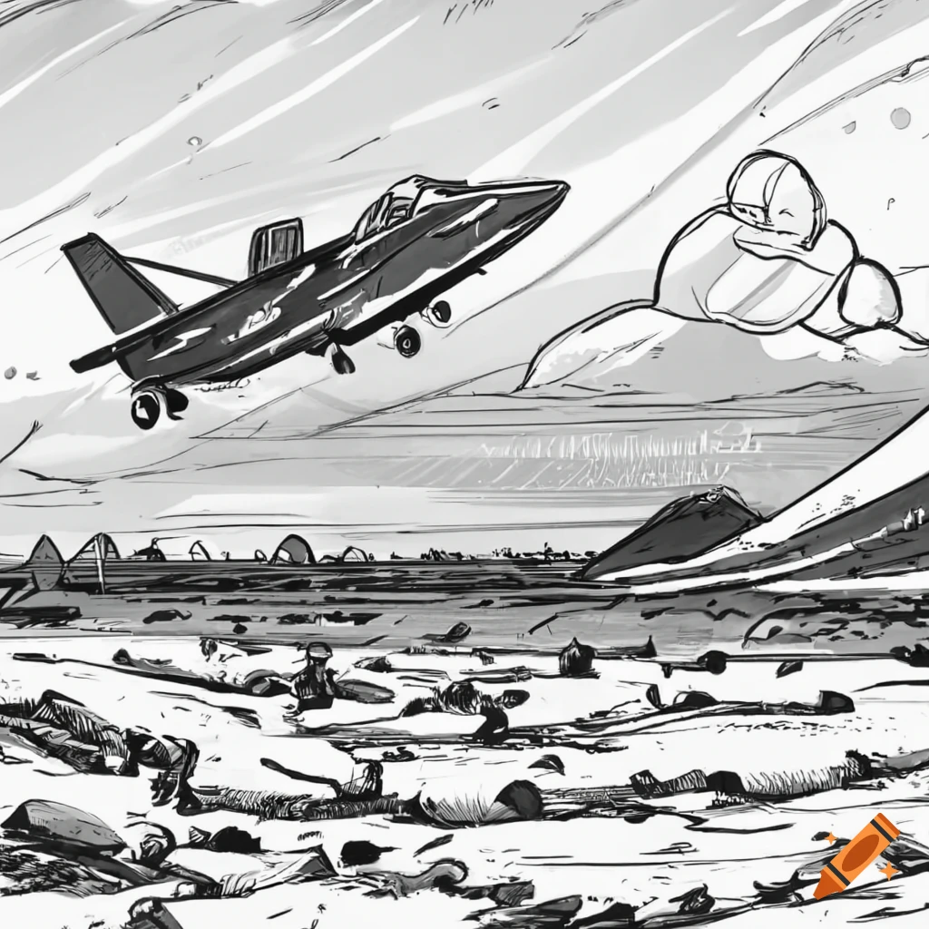 Comic style drawing of a jet landing on a Caribbean island on Craiyon
