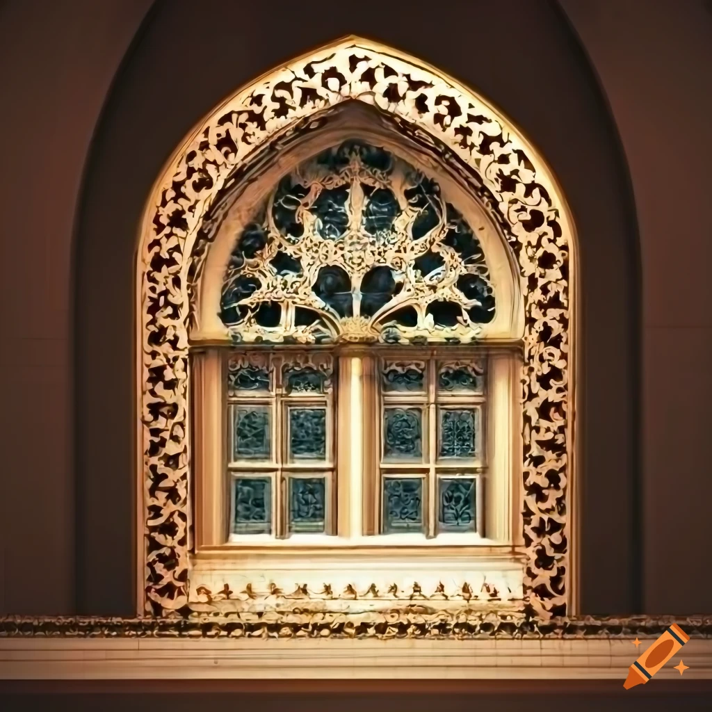 Baroque arched window with islamic art ornaments on Craiyon