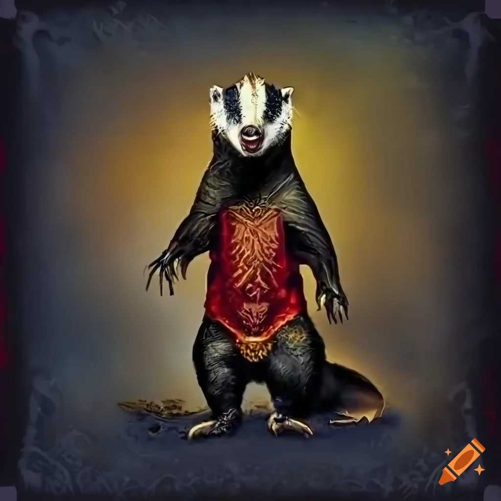 Image of a powerful sorcerer badger casting magic spells