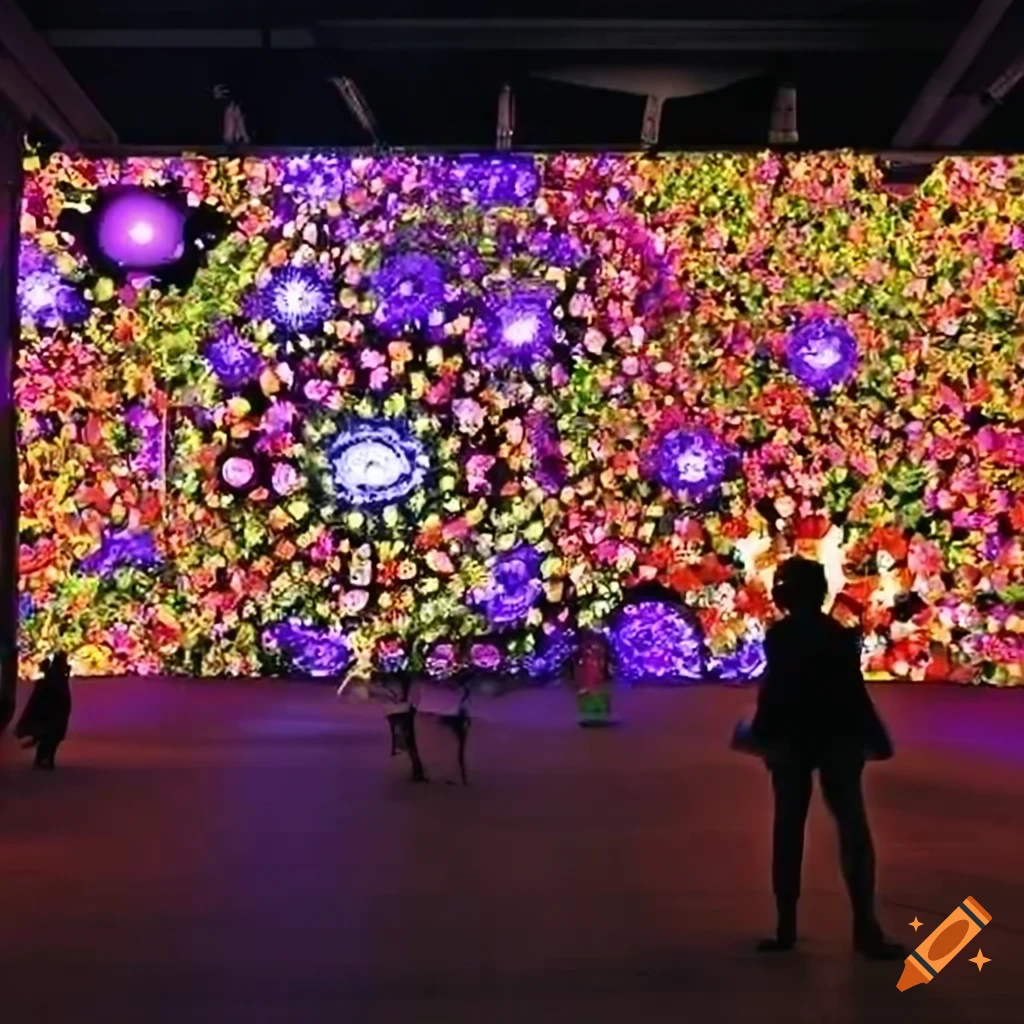 Interactive robotic flower garden installation on Craiyon