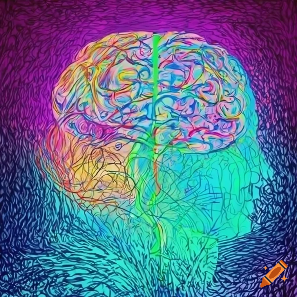 Colorful pastel art of tangled human brain on Craiyon