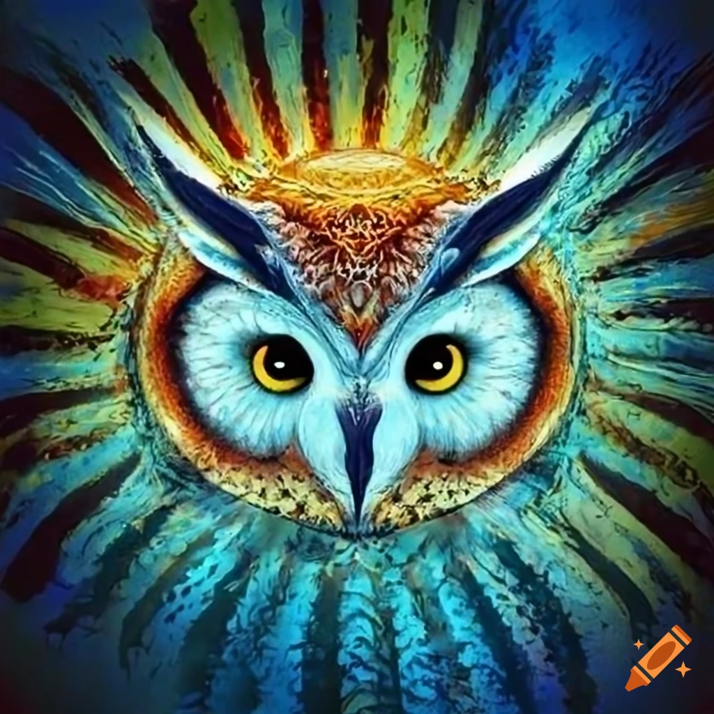 Sunset silhouette of an owl on Craiyon