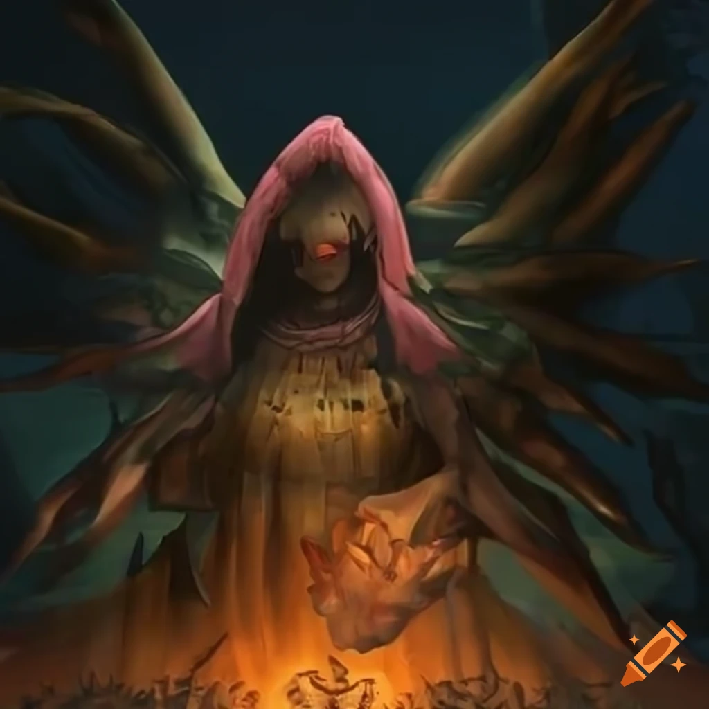 Humanoid crow plague doctor female character on Craiyon
