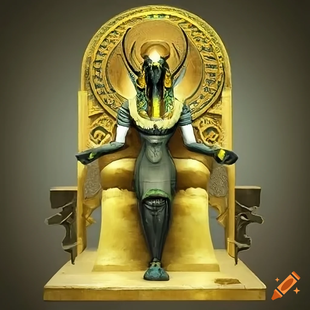 Artistic depiction of the god thoth on a throne on Craiyon