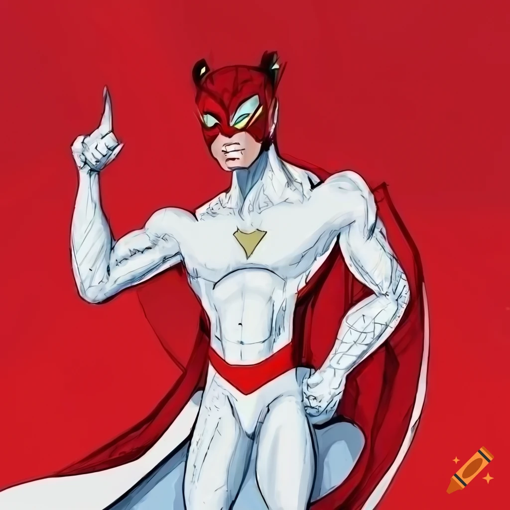 Redesigned white panther superhero with winged ears