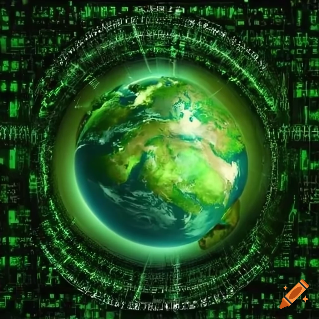 Organic vegetables on table with matrix code background on Craiyon