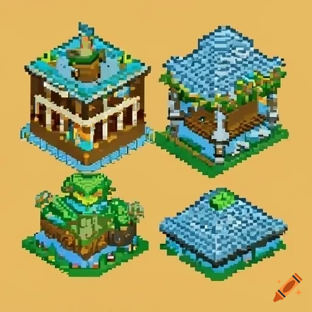 Isometric pixel art of ancient nature on Craiyon