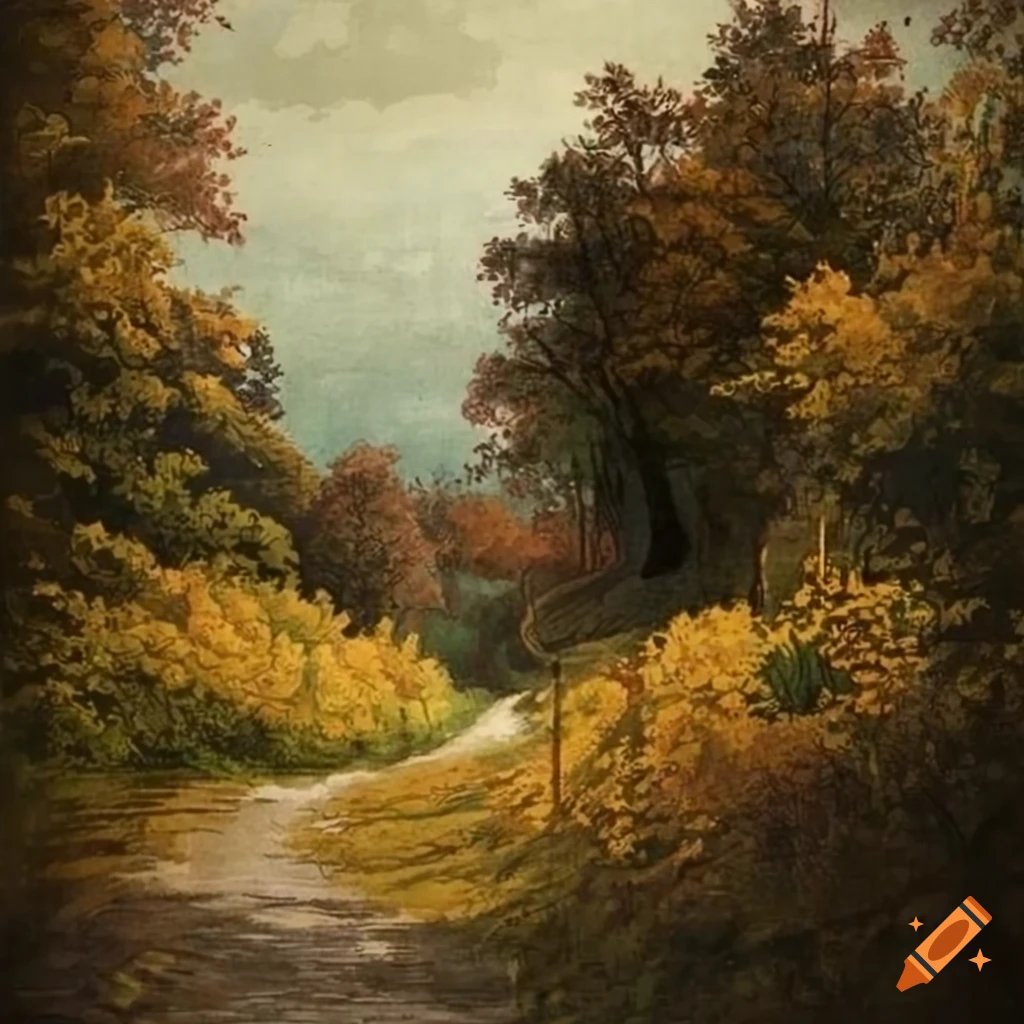 Intricately detailed realistic flower field painting in a muted color ...