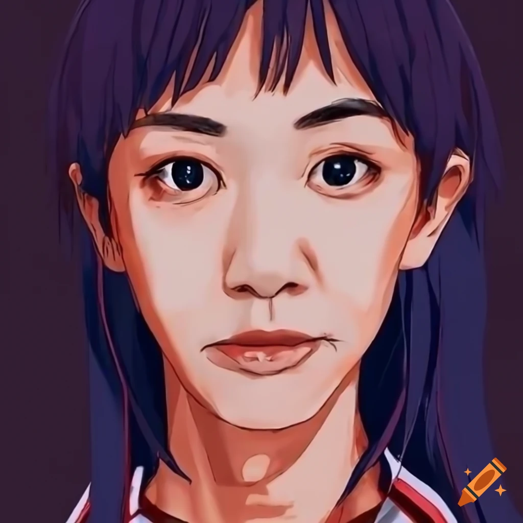 Japanese female referee holding a sign with a circle on Craiyon