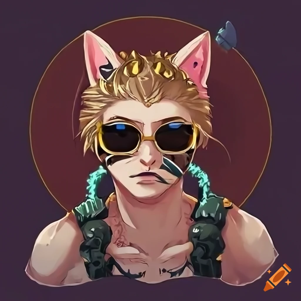 Circular avatar of a cool warrior cat with sunglasses on Craiyon