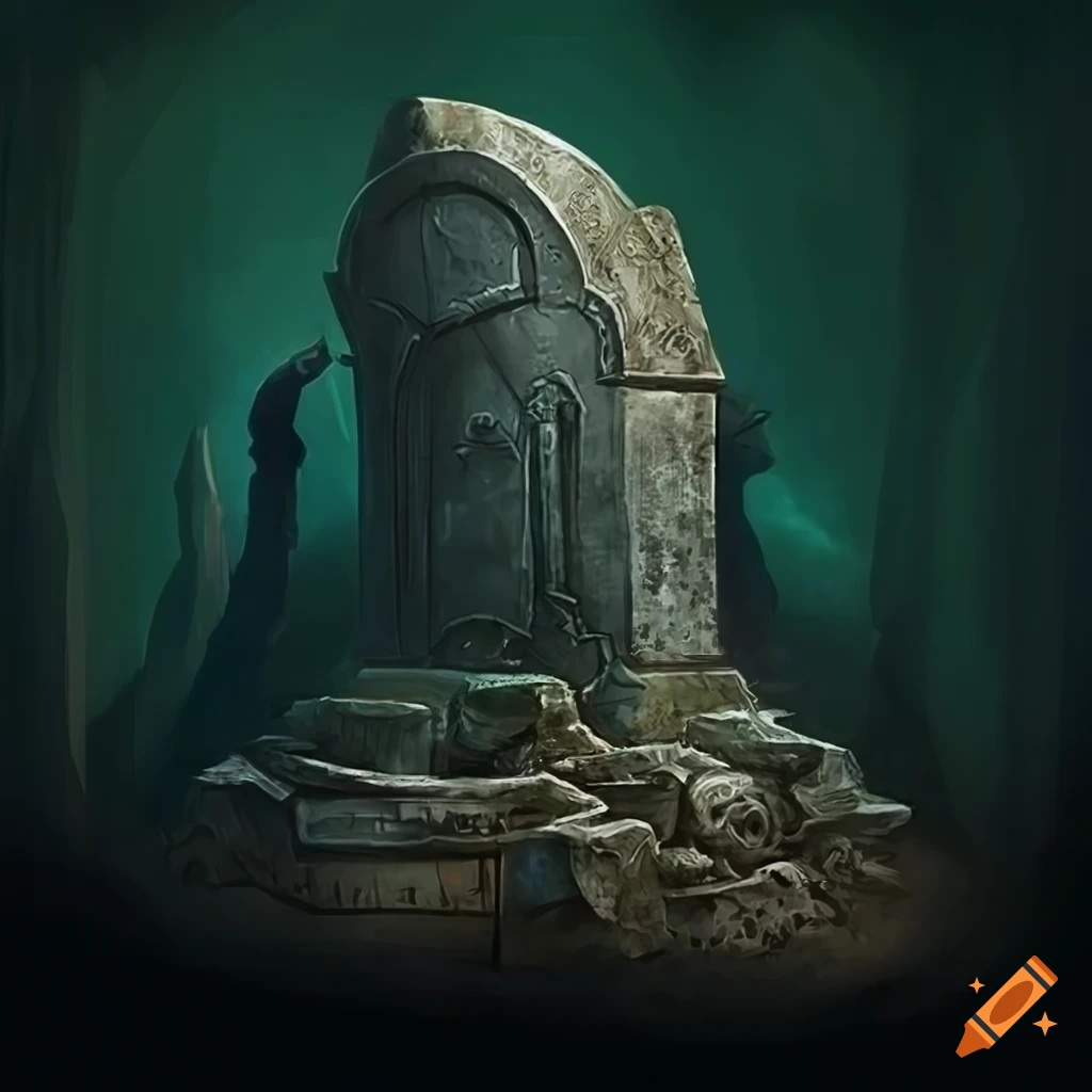 Fantasy art tombstone on Craiyon