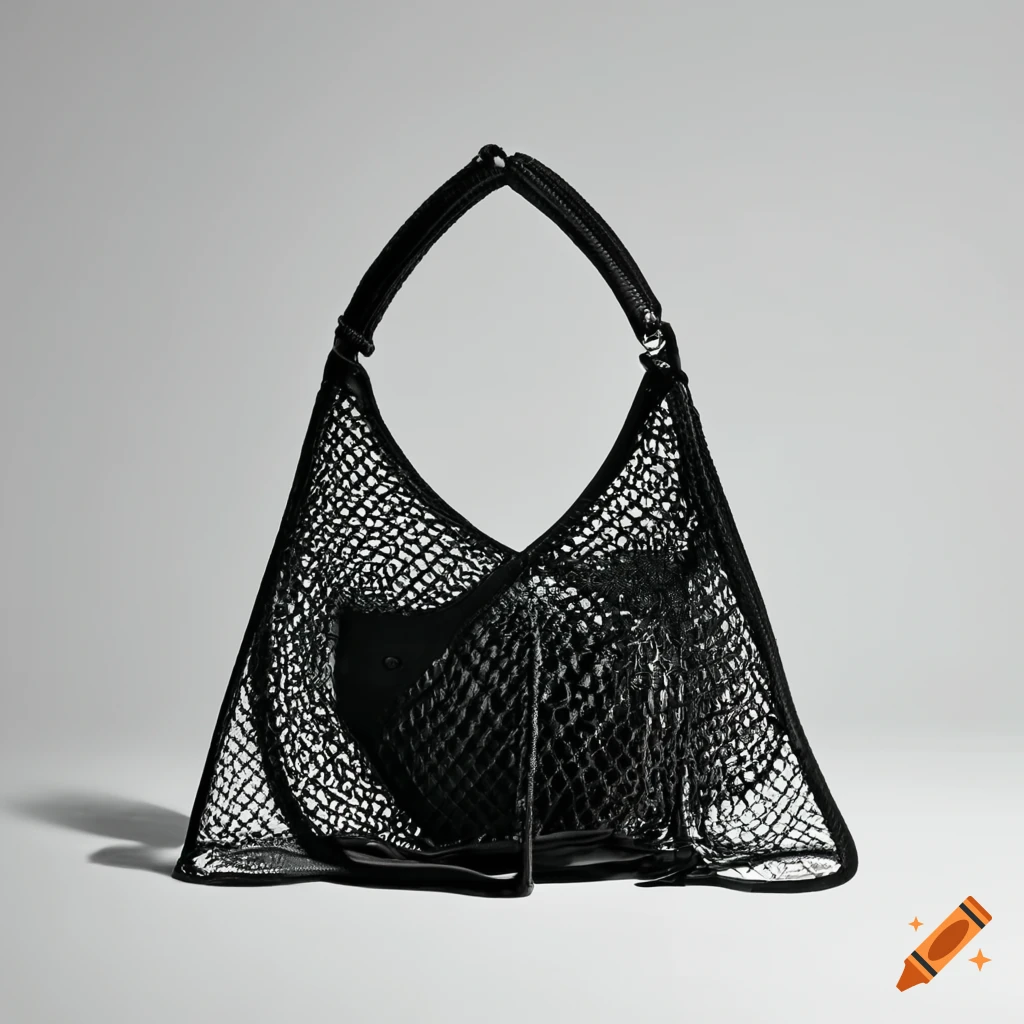 Trendy mesh and leather fashion bag on Craiyon
