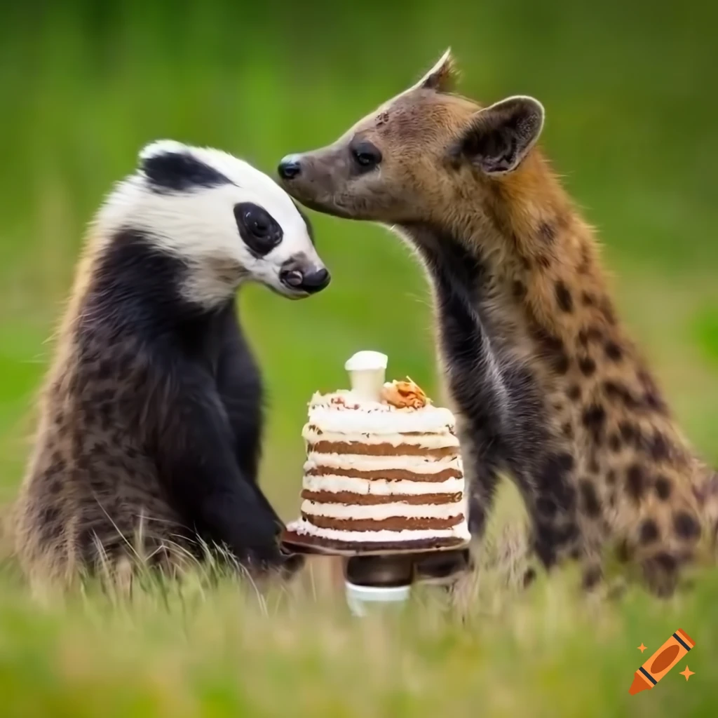 Cute coffee date of a badger and hyena couple on Craiyon