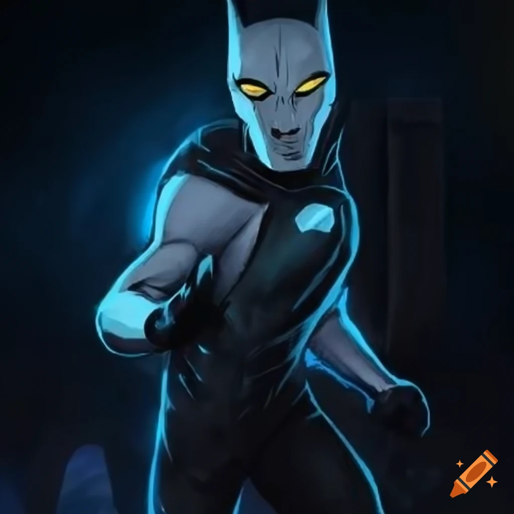 Illustration of a redesigned white panther superhero on Craiyon