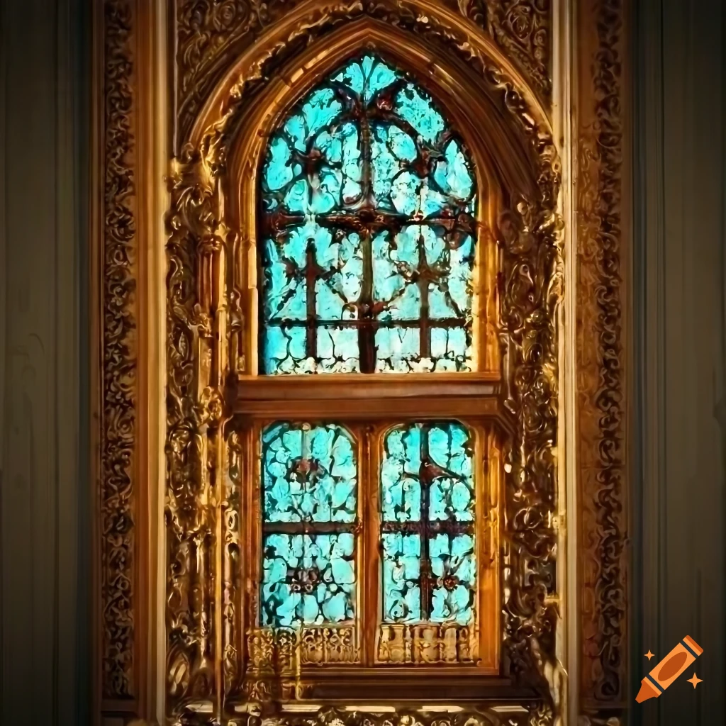 Intricate baroque gothic window with islamic art ornaments