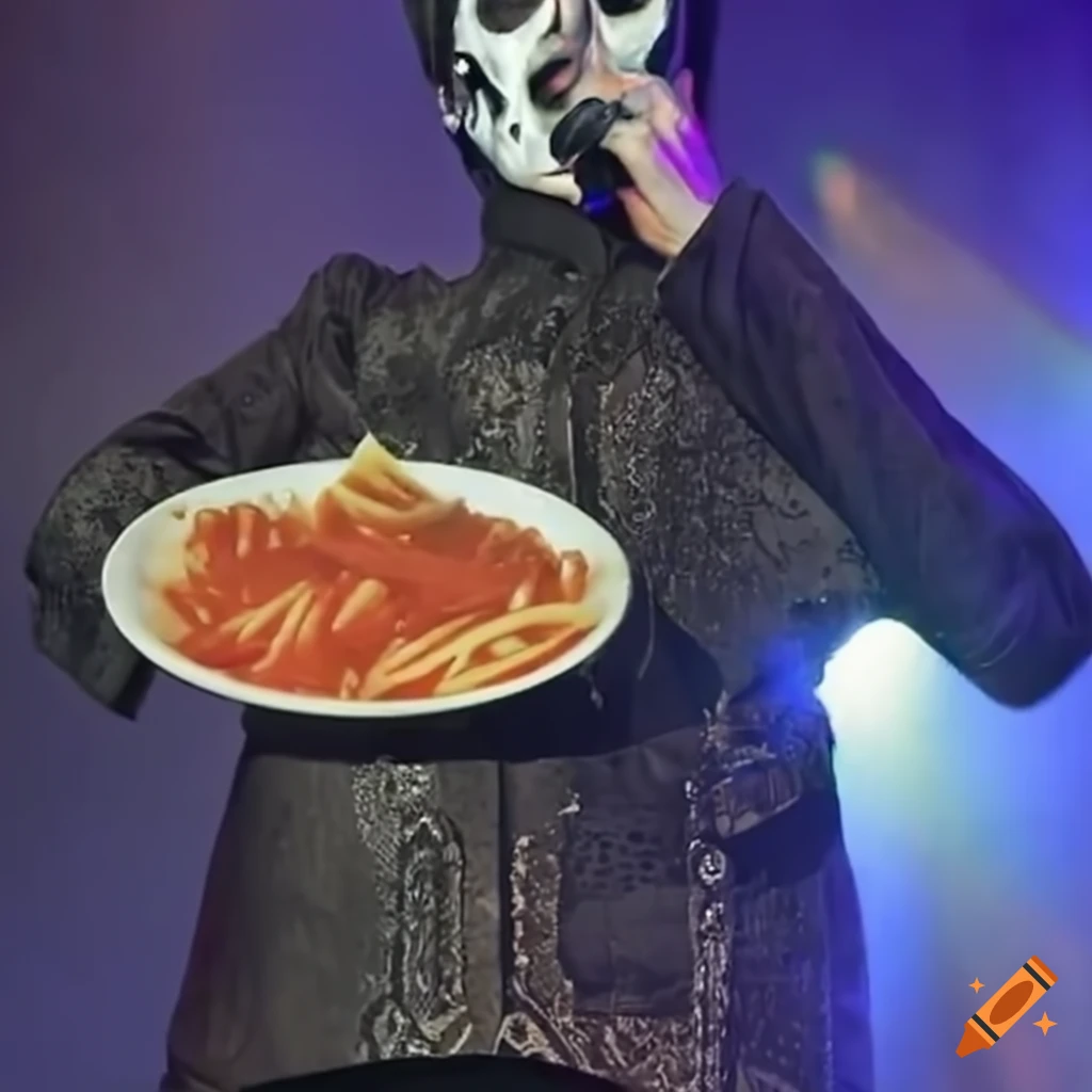 Singer of a ghost rock band performing in concert on Craiyon