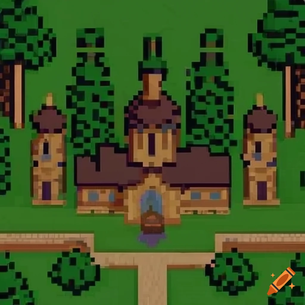 Pixel art of an orthodox church in a game on Craiyon