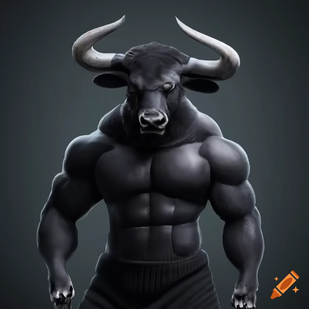 Image of a black minotaur wearing a black knit turtleneck sweater on ...