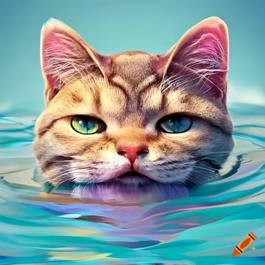 Cute cat and dolphin together on Craiyon