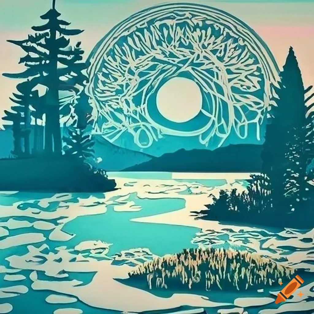 Papercut landscape artwork on Craiyon