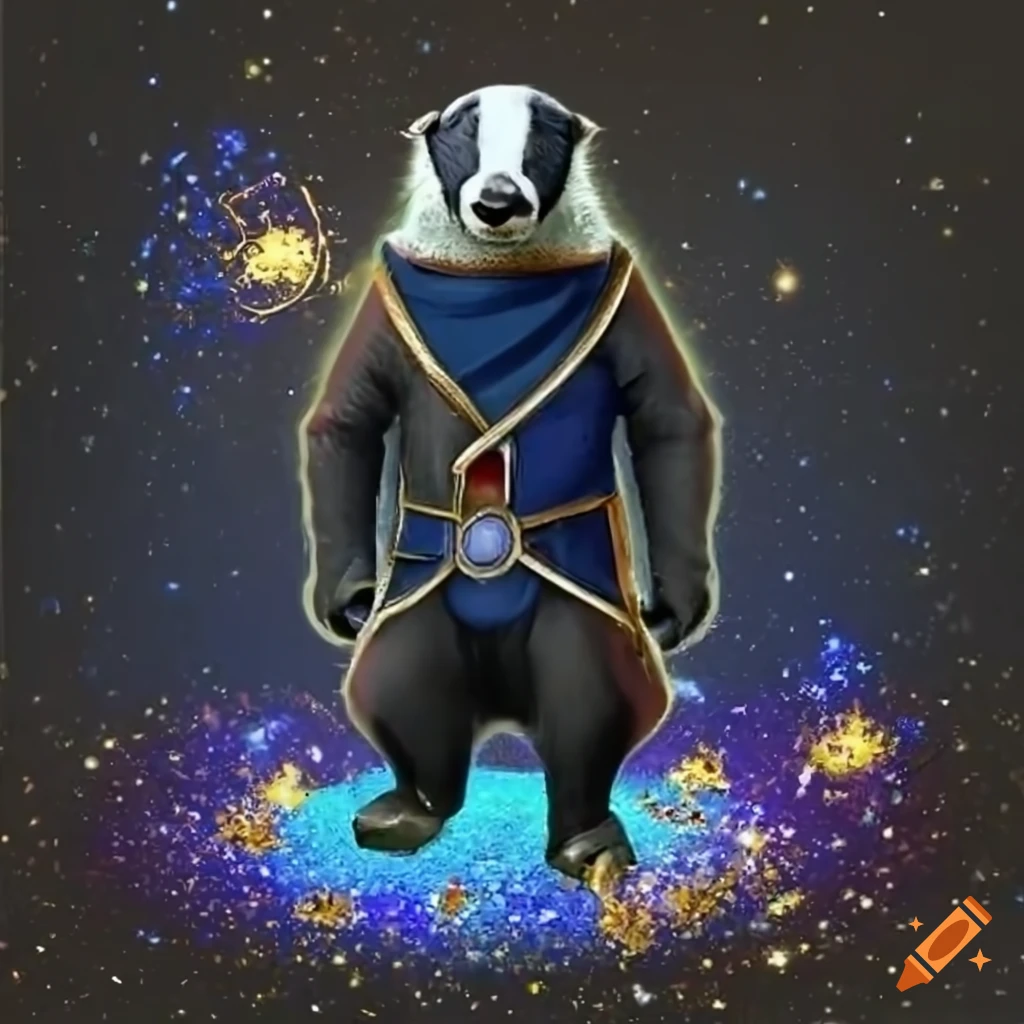Image of a heroic badger sorcerer casting magic spells on Craiyon