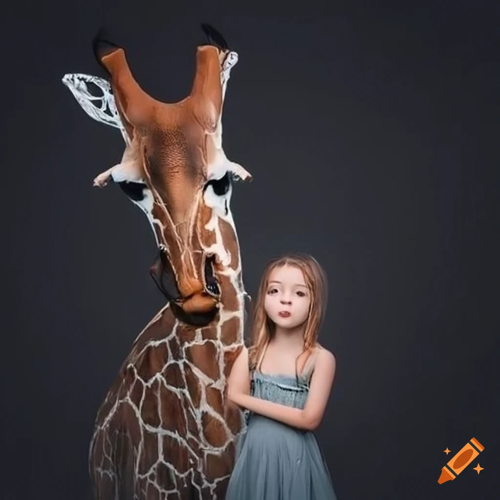 Girl with a giraffe on Craiyon
