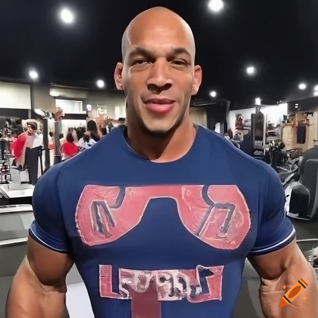 Muscular bodybuilder taking a selfie on Craiyon