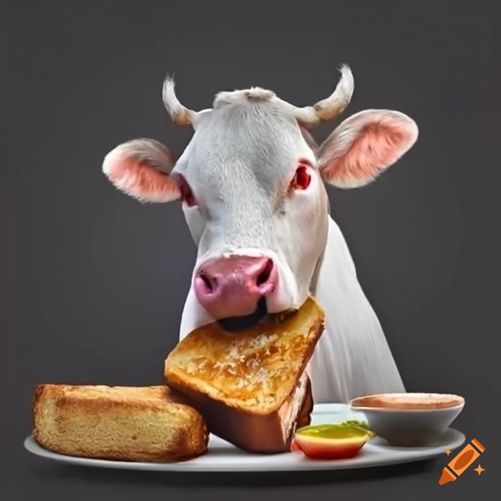 Cow eating a burger on Craiyon