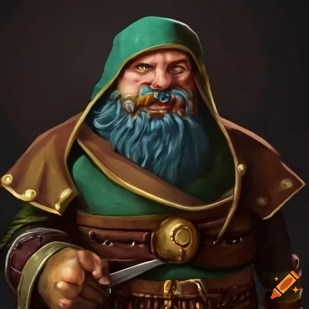 Illustration of a dwarf with a blue beard on Craiyon