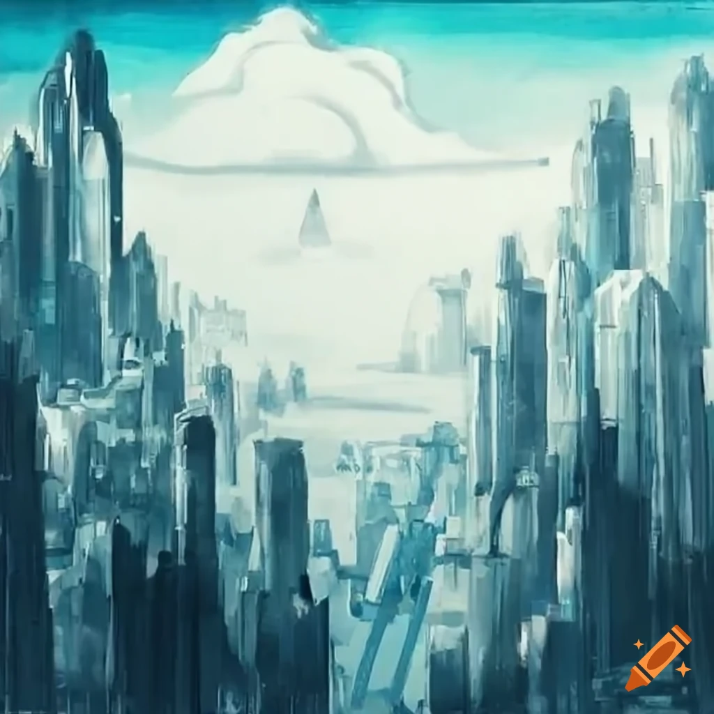 Massive structure rising in the distance on Craiyon