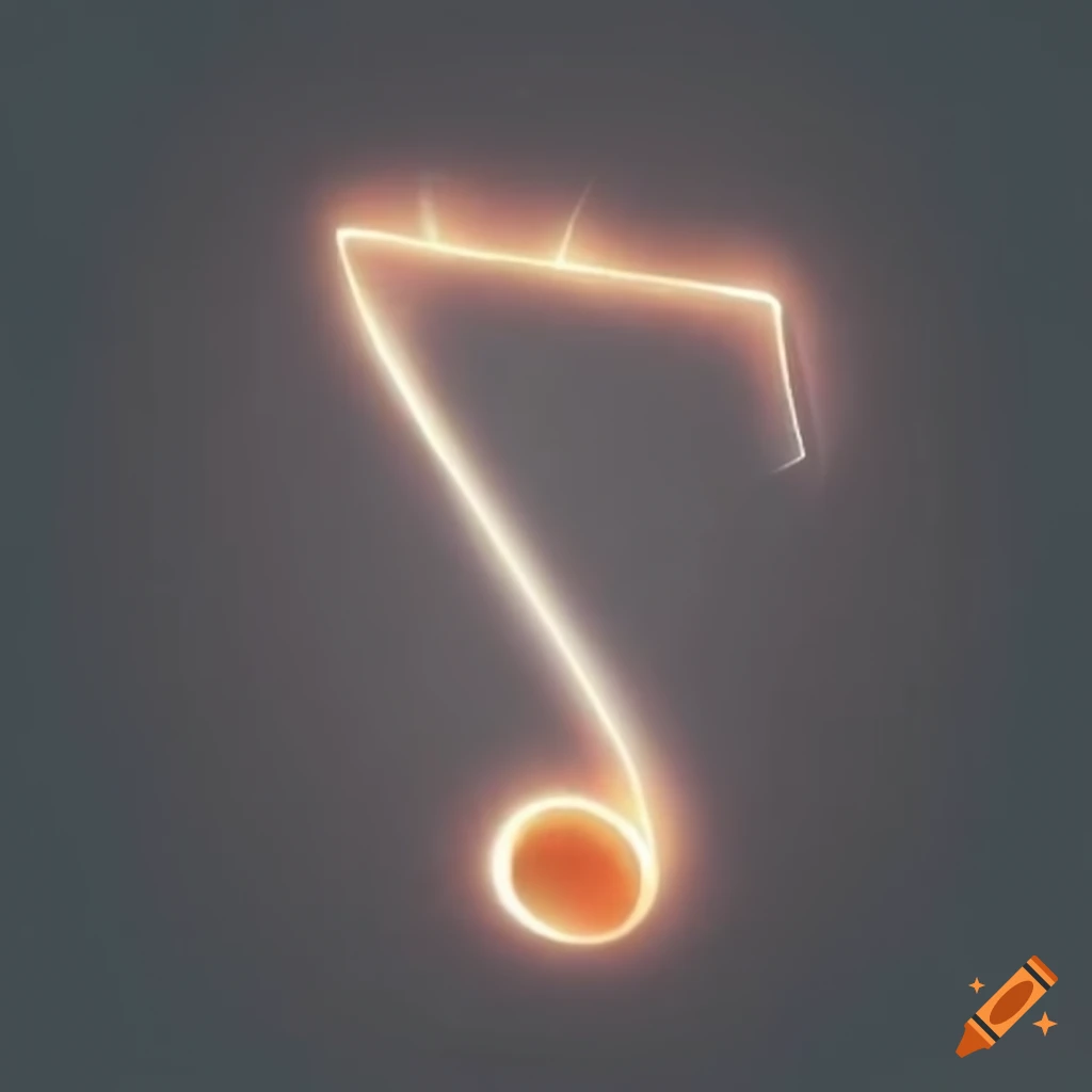 Glowing wireframe music note