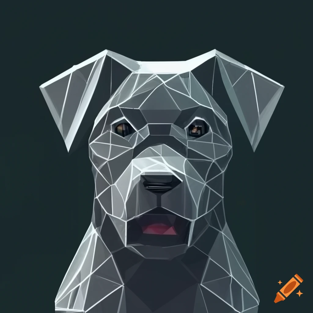 Simple low-poly dog logo with transparent background on Craiyon