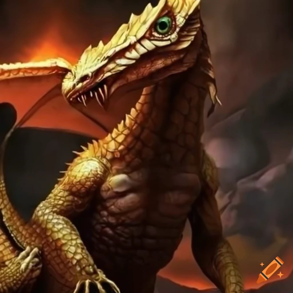 Illustration of a group of terrifying ancient dragons