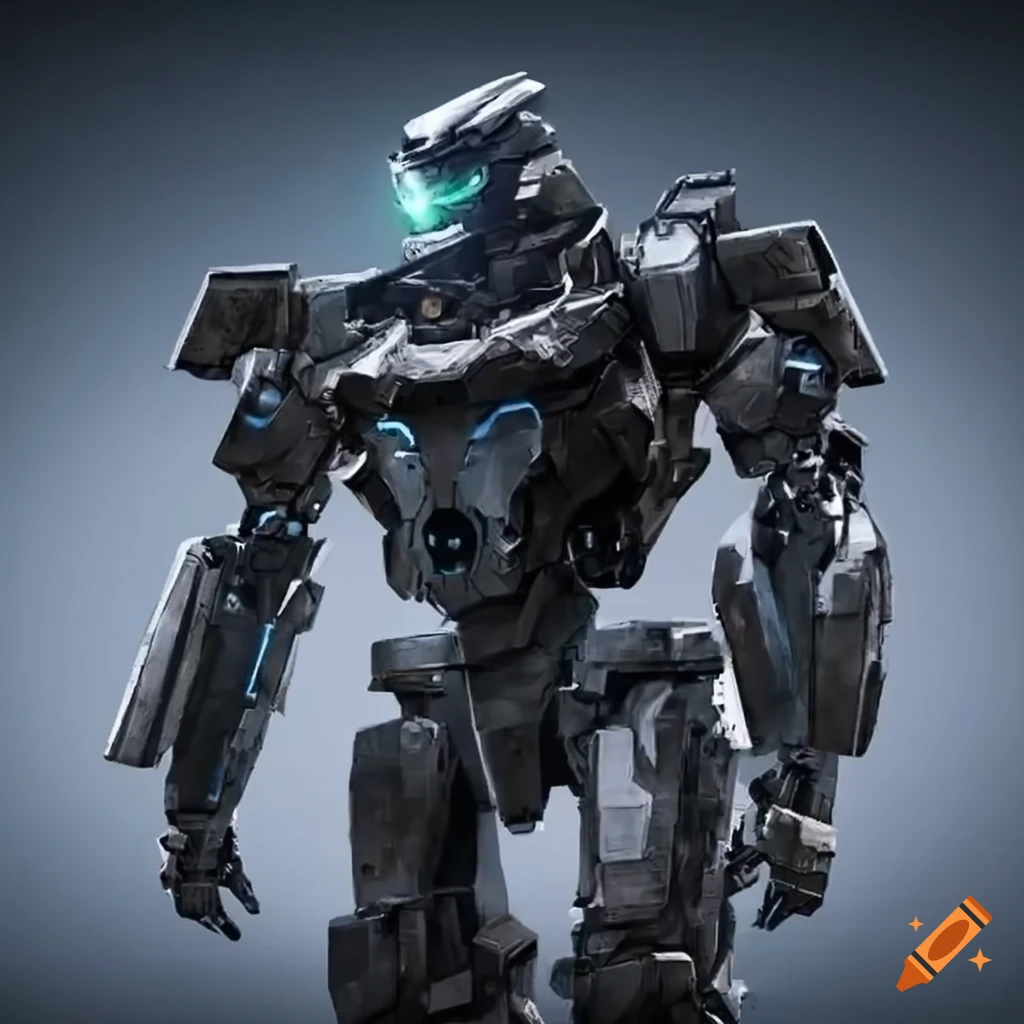 Image of a robot with armor and weapons on Craiyon