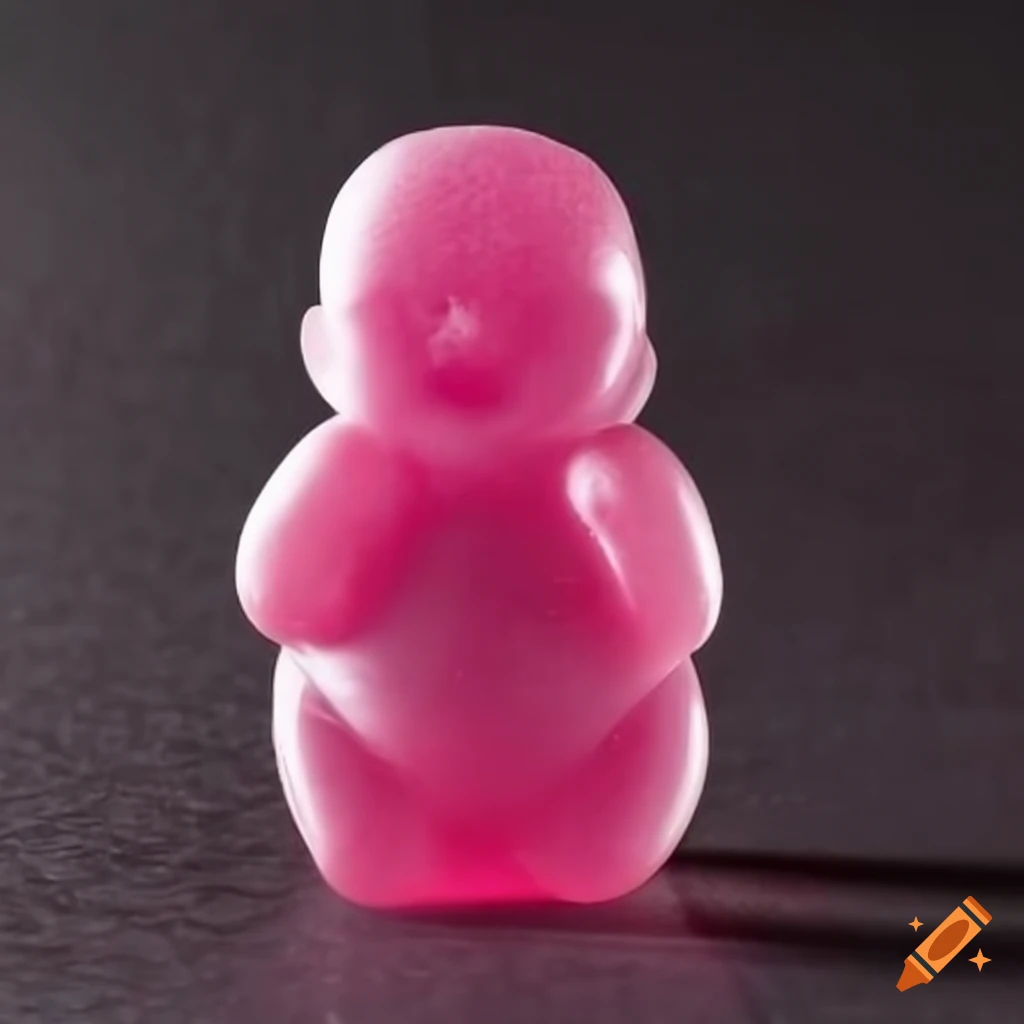 Translucent pink gummy baby candy on Craiyon