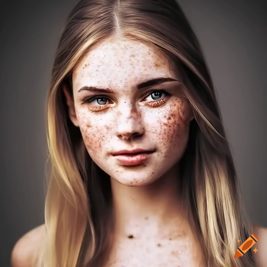 Beautiful young woman very light freckles on Craiyon