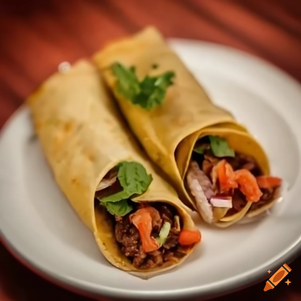Fusion appetizer: taco filling in a spring roll
