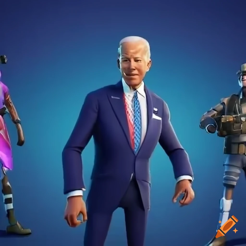 Fortnite lobby screen with Joe Biden character on Craiyon