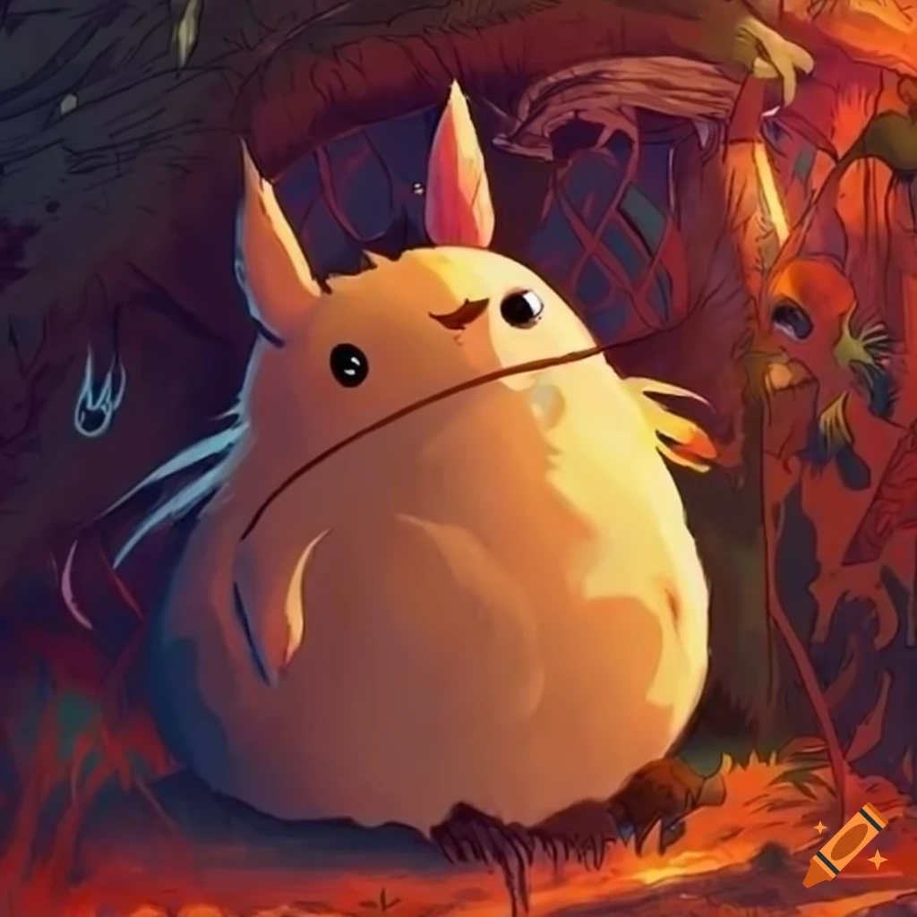 Cute round creature in ghibli art style on Craiyon