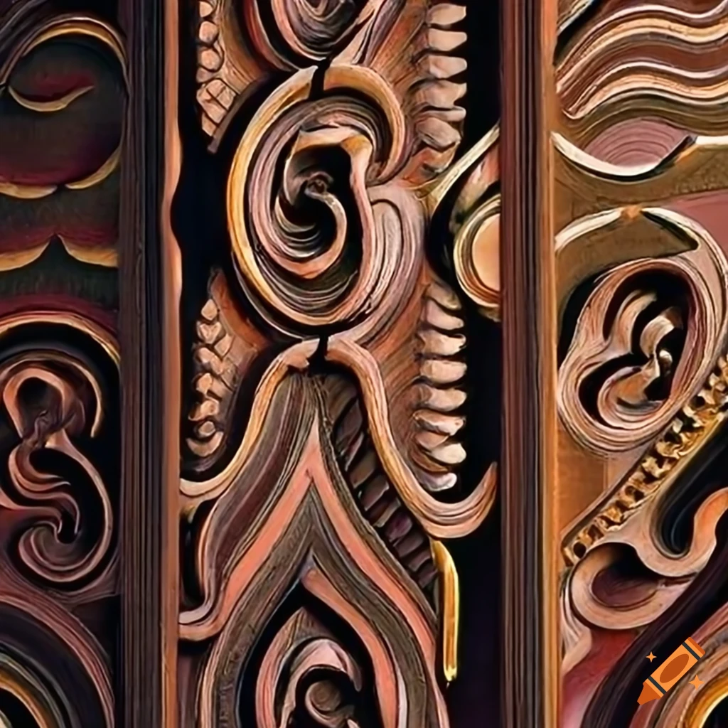 Variegated architectural stave carving style artwork