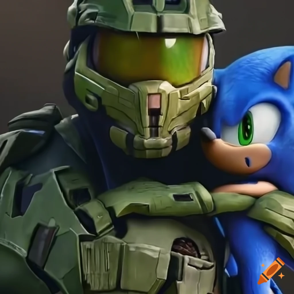 Master chief with his best friend a stray cat on Craiyon