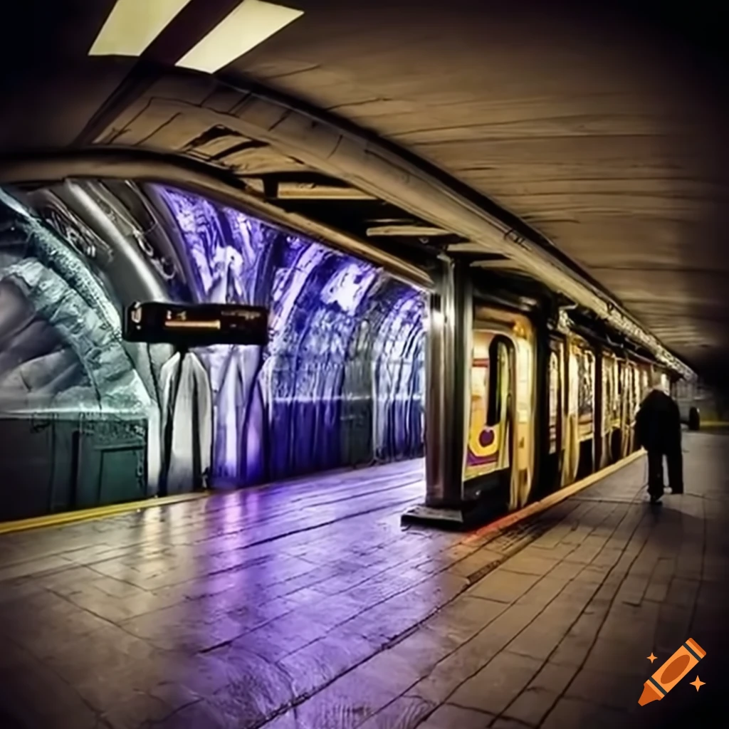 Subway station at midnight on Craiyon