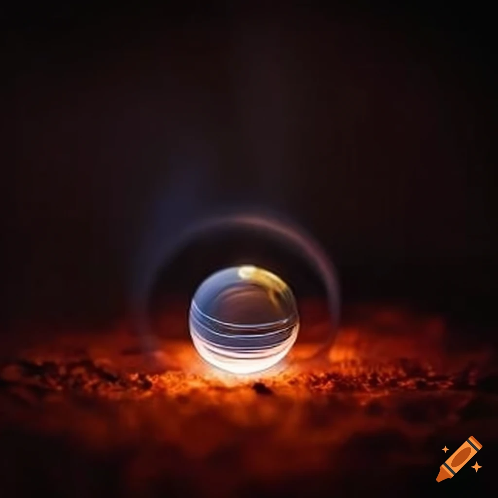 Silver illuminated pokéball on a tranquil lake at night on Craiyon