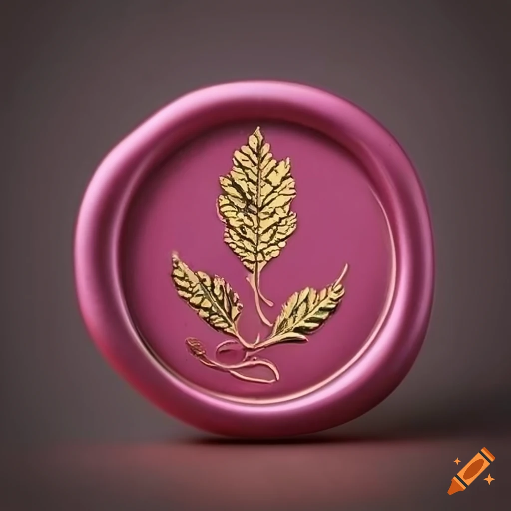 White wax seal with pink and gold snowdrop on Craiyon