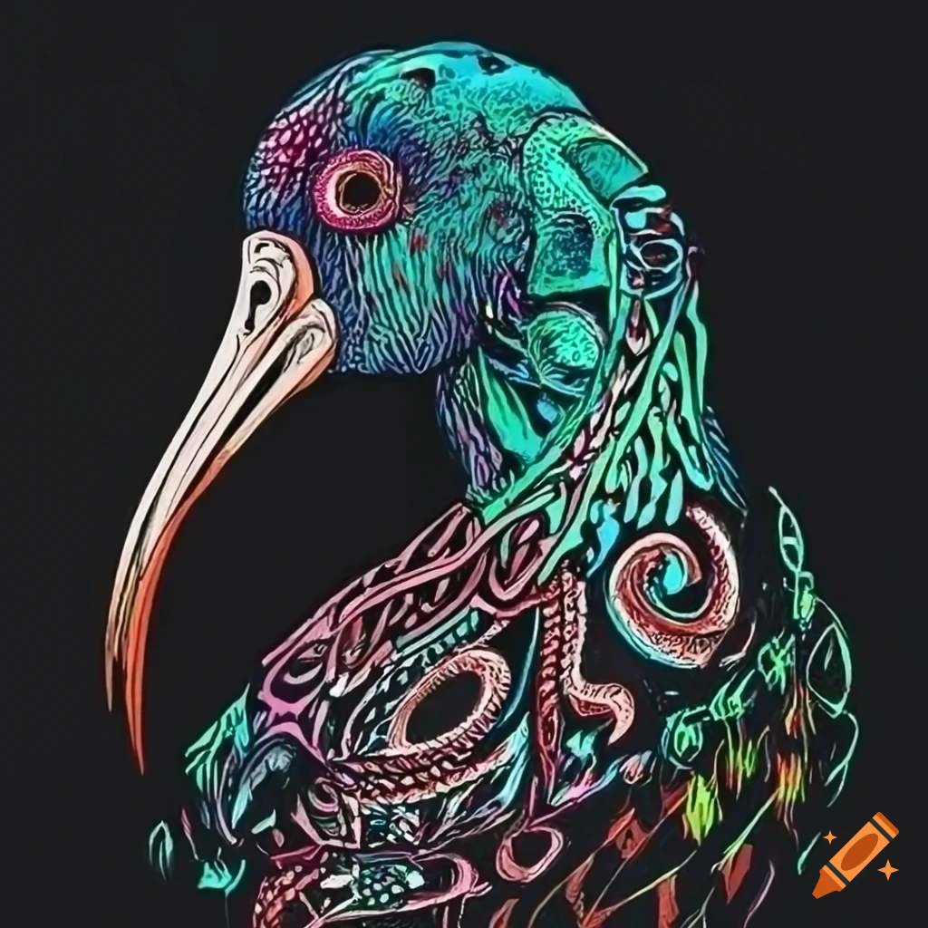 Australian indigenous dreamtime painting of a kiwi bird on Craiyon