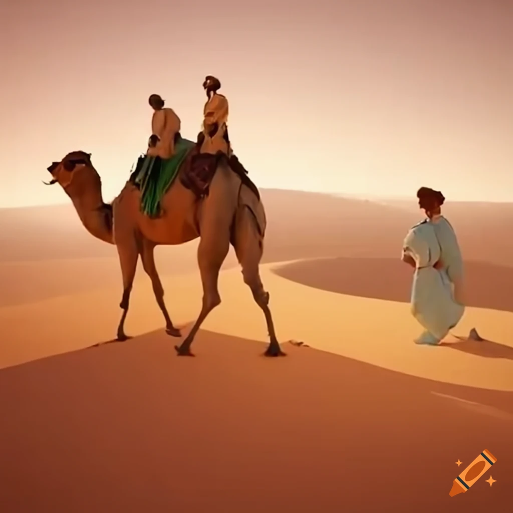 Man riding camel in the desert
