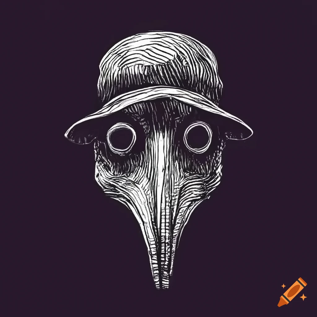 Plague mask logo design in dark colors