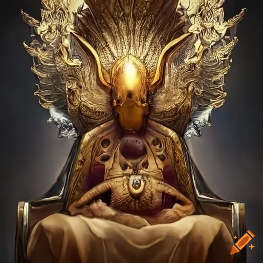 Artwork of a beetle on a regal throne on Craiyon